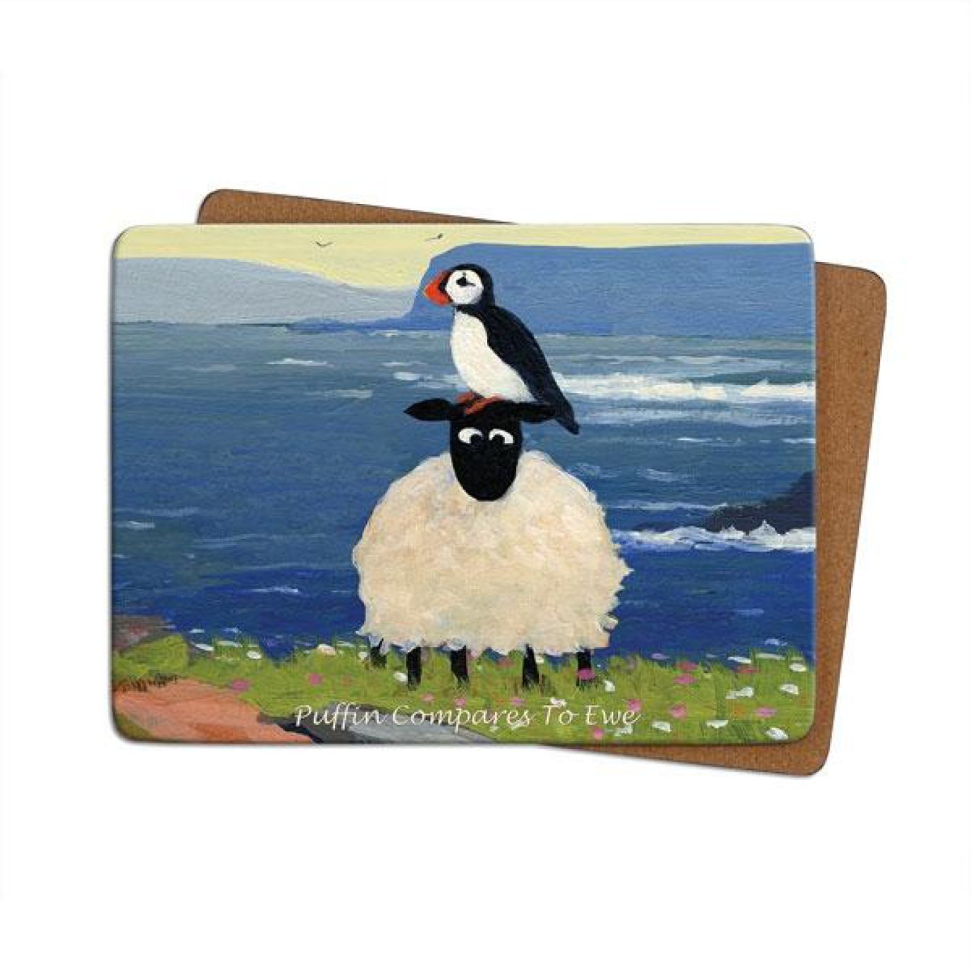 Julian Friers Puffins Beak Bashing Table Mat - Island Blue Gallery